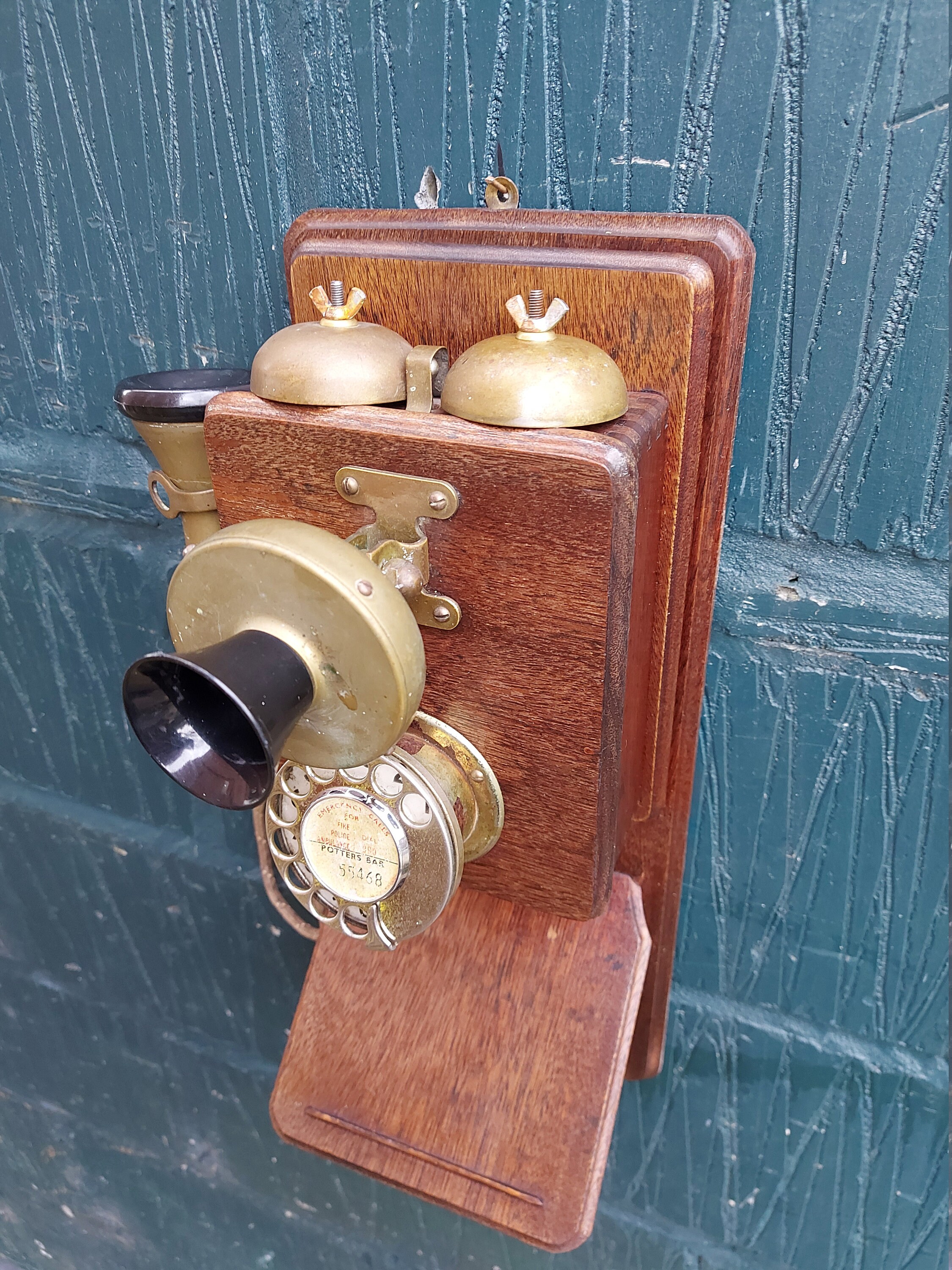 Antique Wall Phone Wood and Brass Dial Telephone Wall Mounted | Etsy