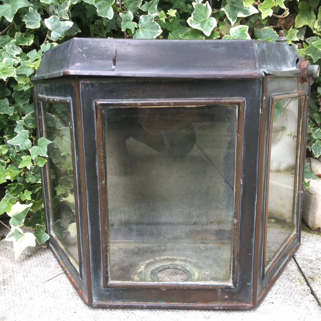 Sorry Sold SOLD Antique Copper and Glass Toilet Cistern Tryptic Glass ...