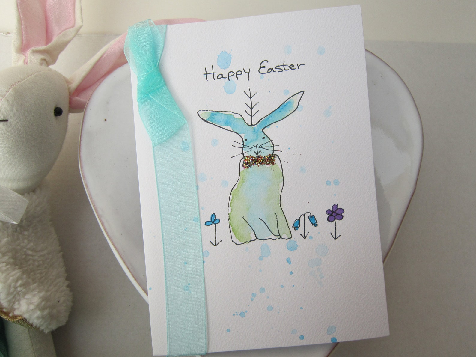 Rabbit watercolour card bunny rabbit card rabbit card | Etsy