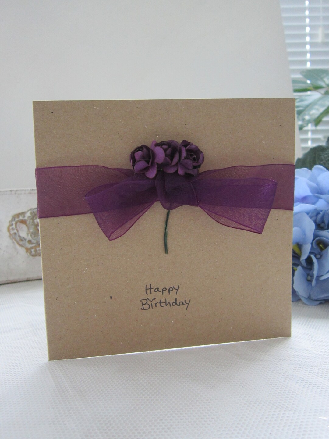 Purple Roses, Birthday Card, Paper Roses, Wife Card, Husband Card ...