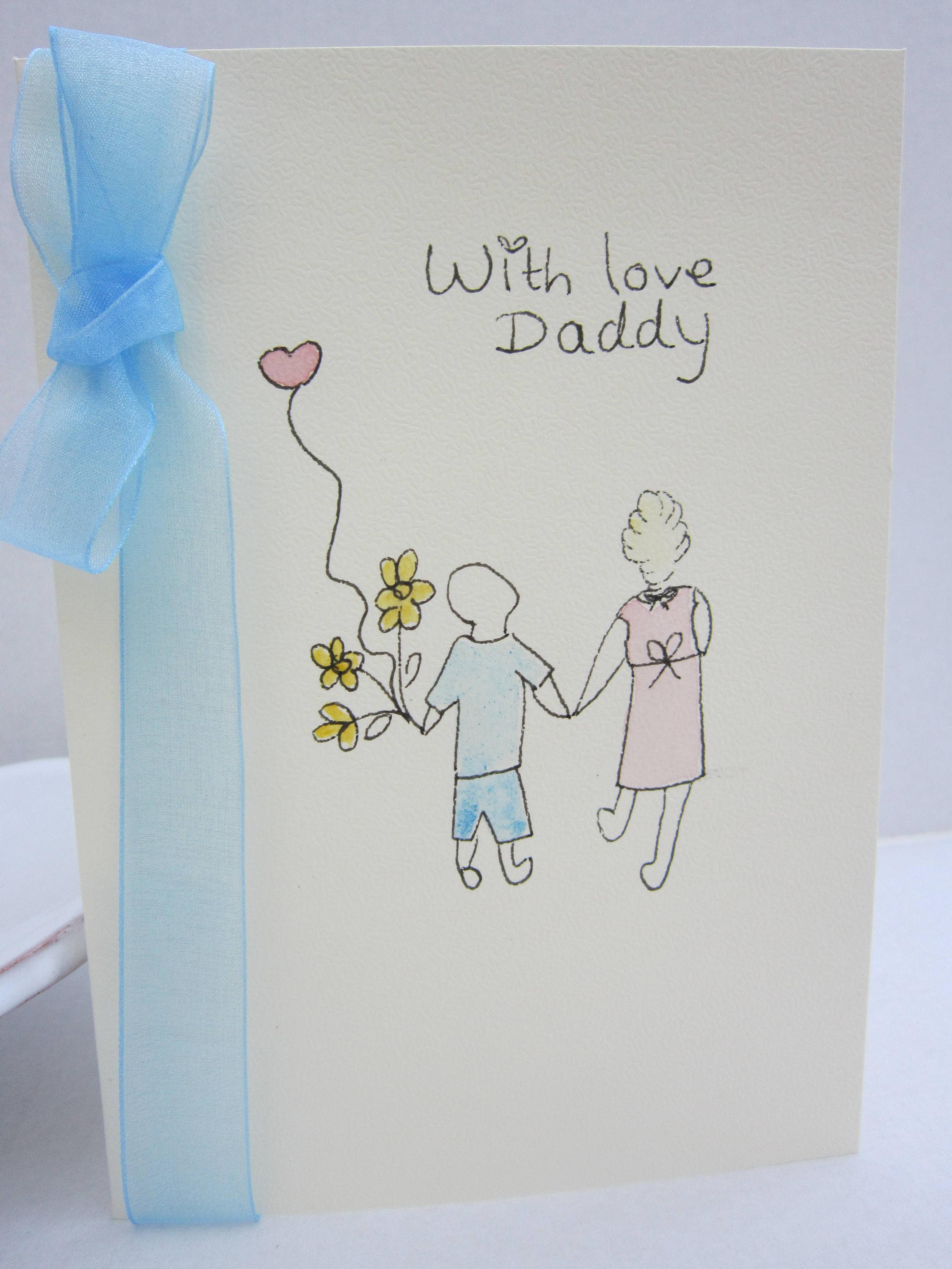 Daddy Fathers Day card Birthday card Watercolour card Dad | Etsy