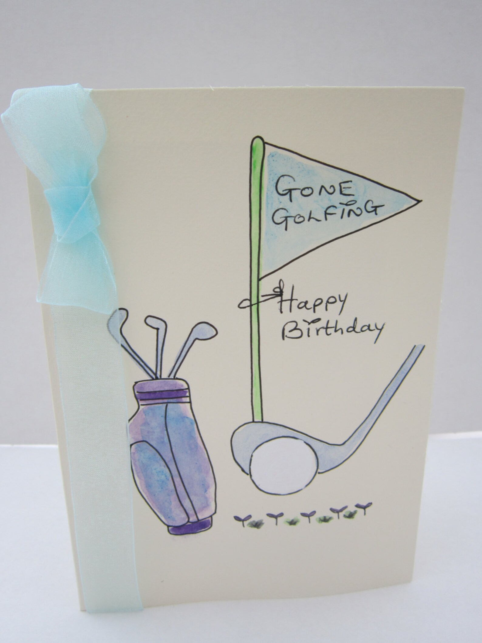 Watercolour card Gone Golfing Birthday Card golfer card - Etsy