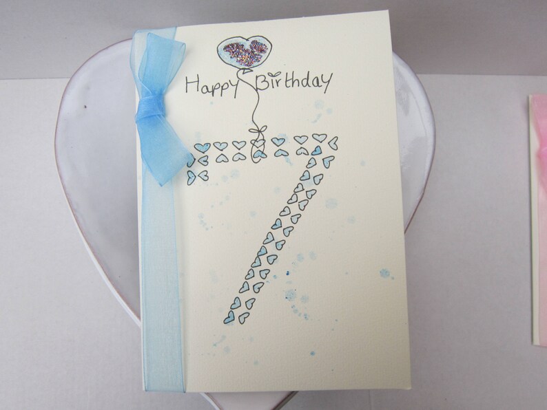 7th Birthday Watercolour Card Personalise 7th Birthday - Etsy UK