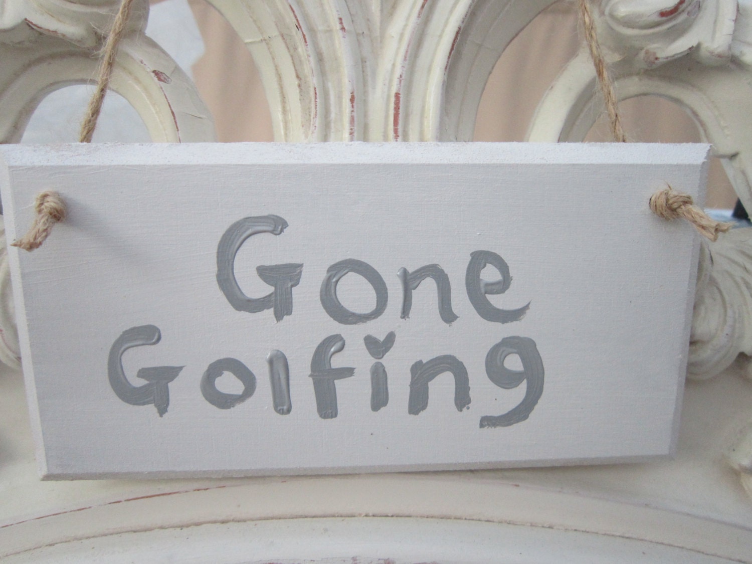 Gone Golfing Wooden Handpainted Sign Shabby Chic Style | Etsy