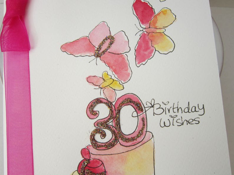 30th Birthday Card Watercolour Card Hand Painted Card - Etsy Canada