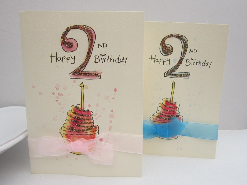 2nd Birthday watercolour card personalise 2nd Birthday | Etsy