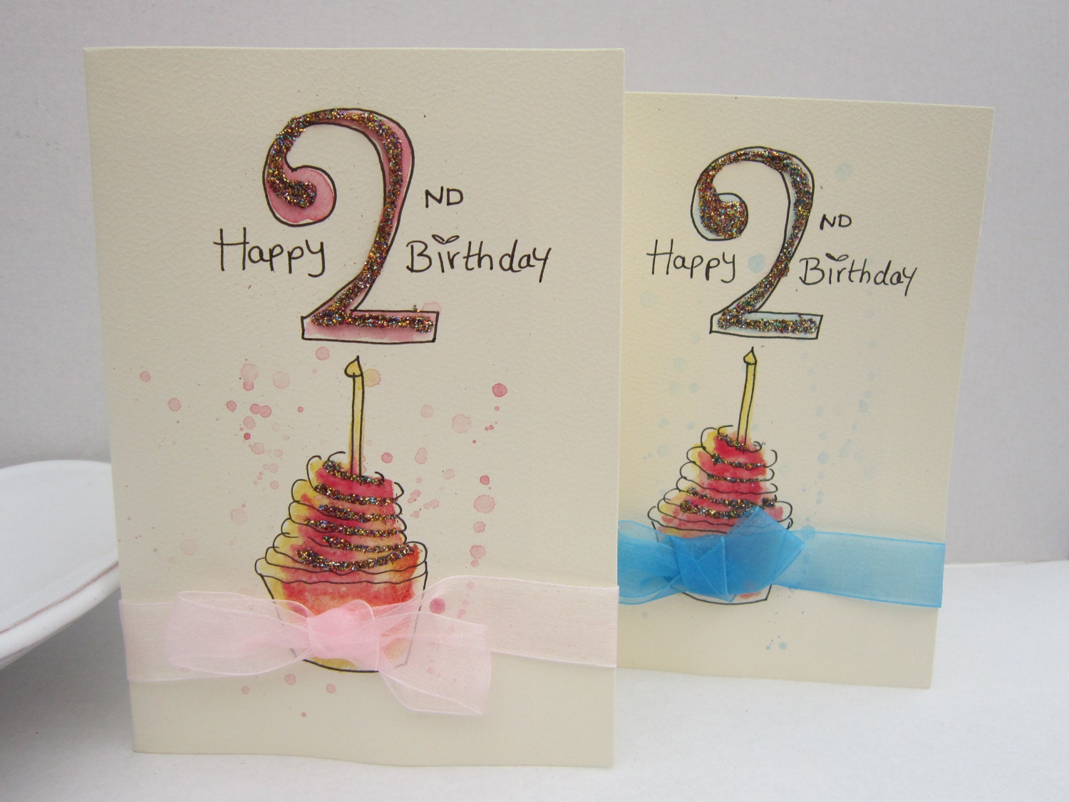 2nd Birthday watercolour card personalise 2nd Birthday | Etsy