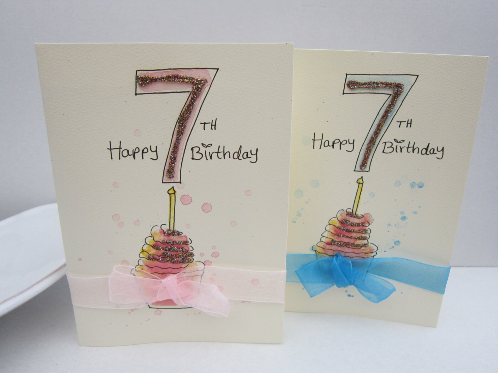 7th Birthday Card Watercolour Card Birthday Cards | Etsy