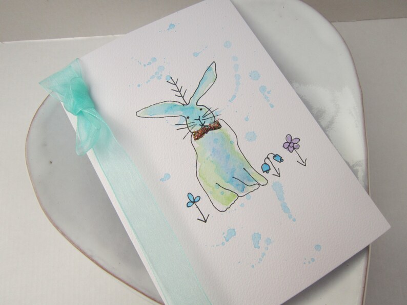 Rabbit watercolour card bunny rabbit card rabbit card | Etsy