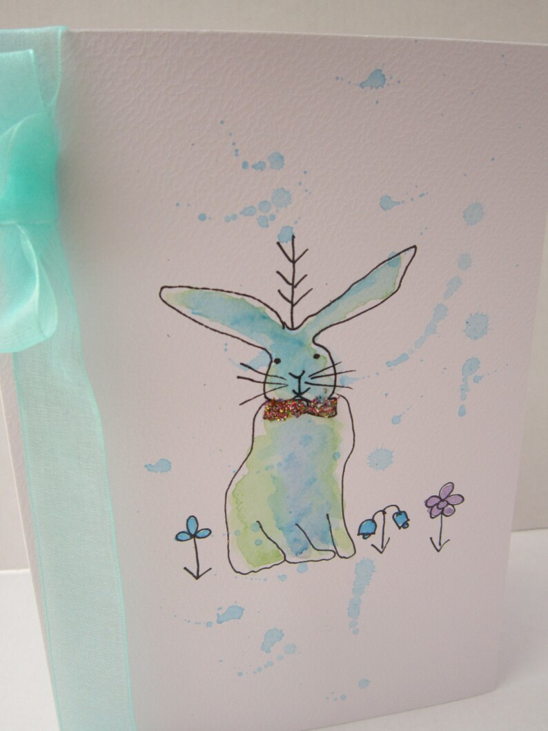 Rabbit watercolour card bunny rabbit card rabbit card | Etsy