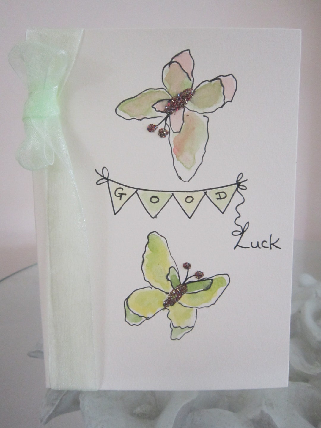 Good Luck Card, Watercolour Card, Good Luck Gift, Butterfly Card ...