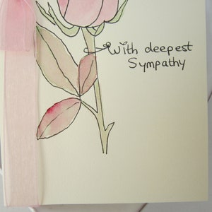 Watercolour Card, Pink Rose, Sympathy Card, Condolences Card, Sympathy ...