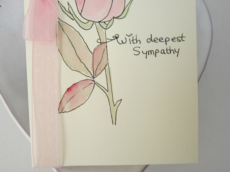 Watercolour Card Pink Rose Sympathy Card Condolences Card | Etsy