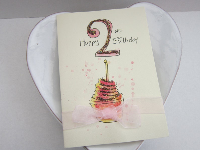 2nd Birthday watercolour card personalise 2nd Birthday | Etsy