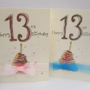 13th Birthday Card, Watercolour Card, Birthday Cards, Personalise ...