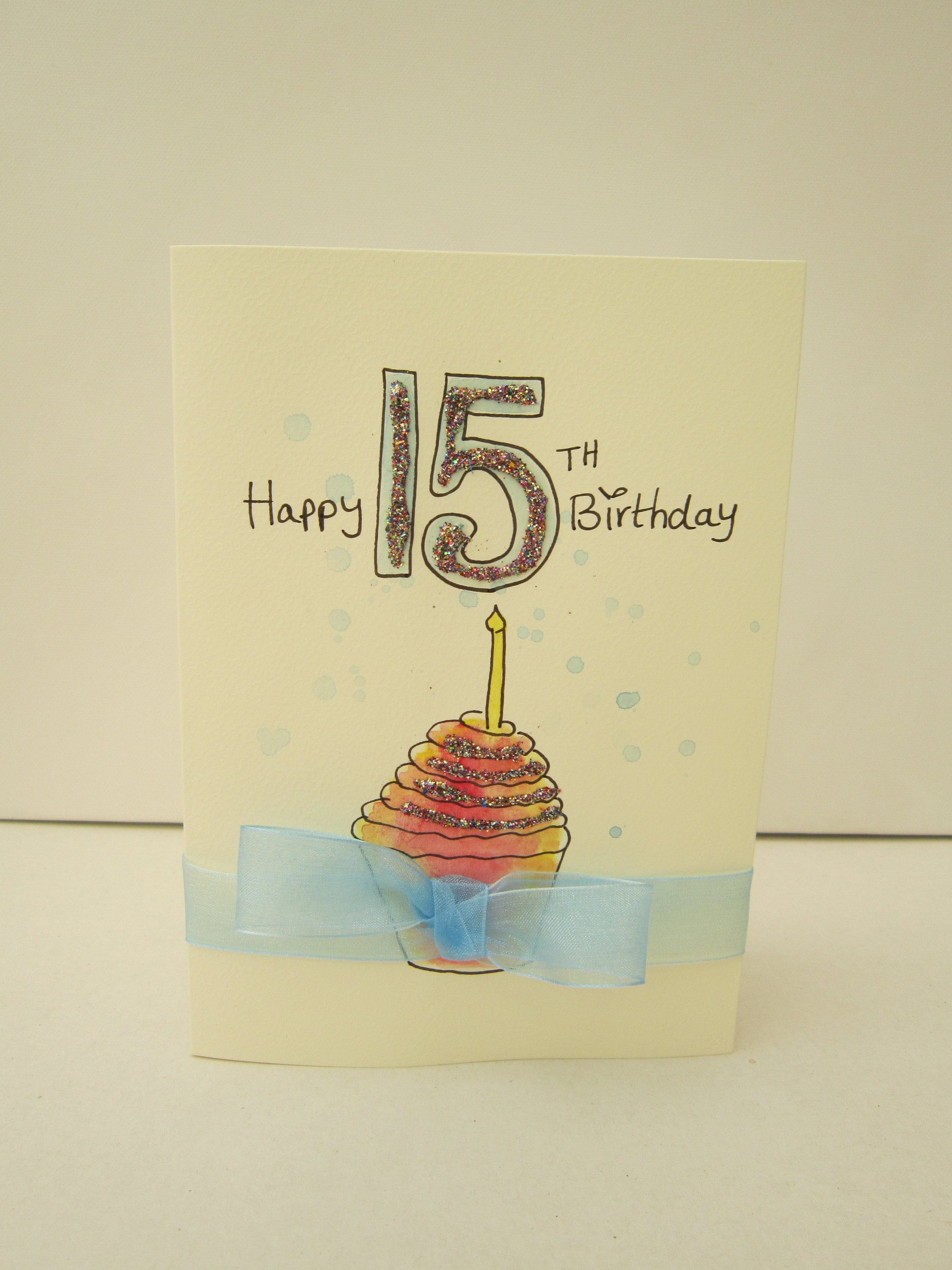 15th Birthday watercolour card 15th birthday Card birthday - Etsy