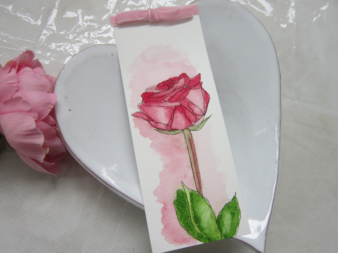 Rose, Watercolour Original, Bookmark, Hand Painted Bookmark, Handmade ...