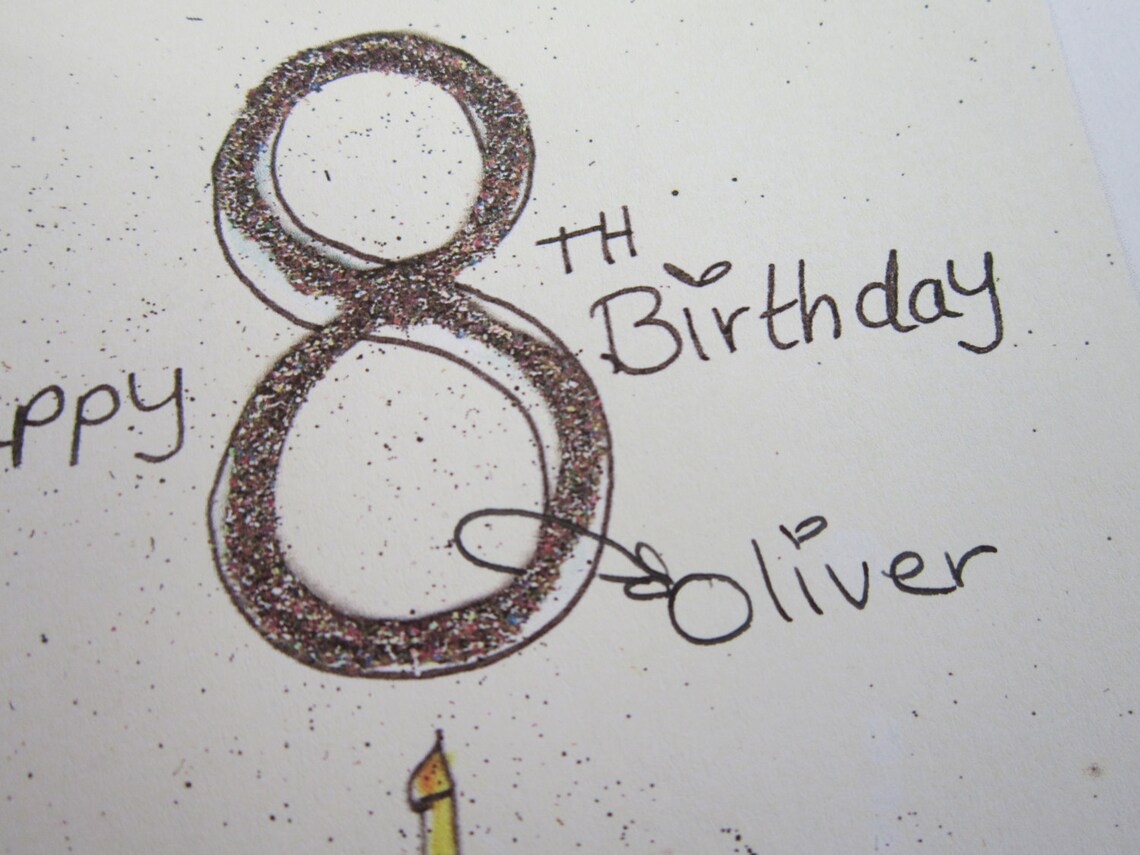 8th birthday card watercolour card birthday cards | Etsy