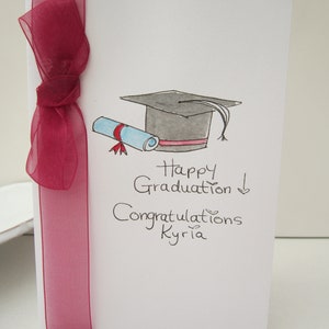 Graduation Card, Watercolour Card, Handpainted Card, Daughter ...