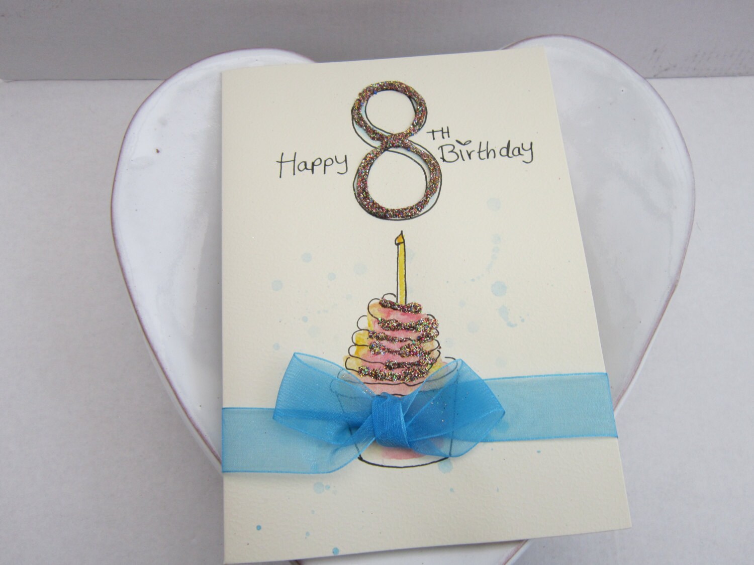 8th birthday card watercolour card birthday cards | Etsy