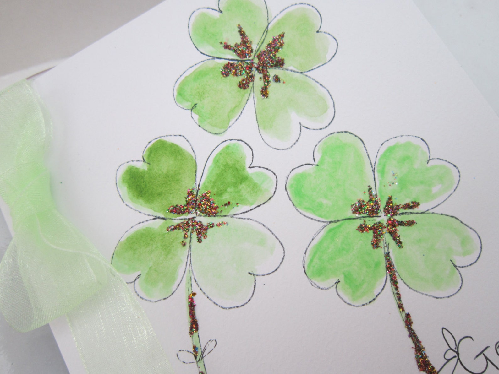 Four Leaf Clover Good Luck Card Watercolour Card Blank | Etsy UK