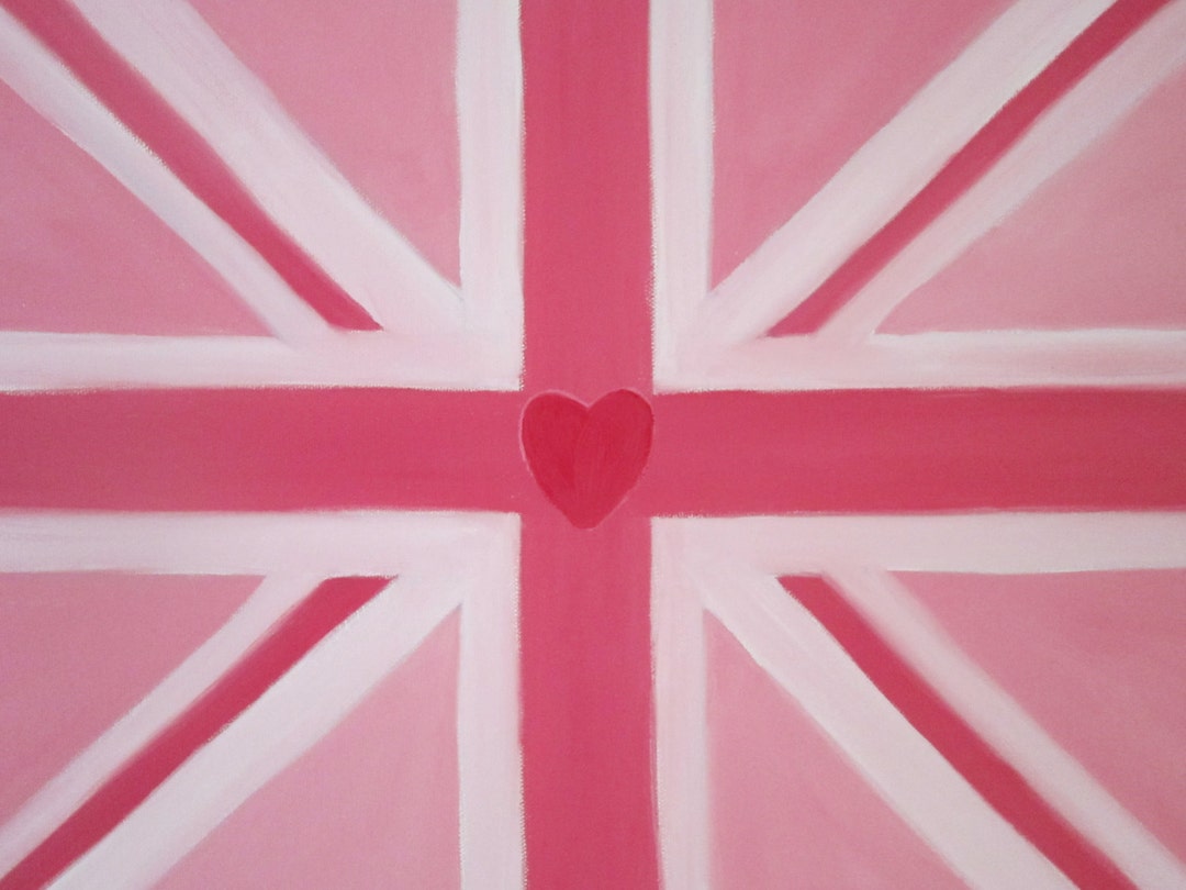 Heart of Pink, Oil Painting, British Flag, Union Jack, Birthday Gift ...