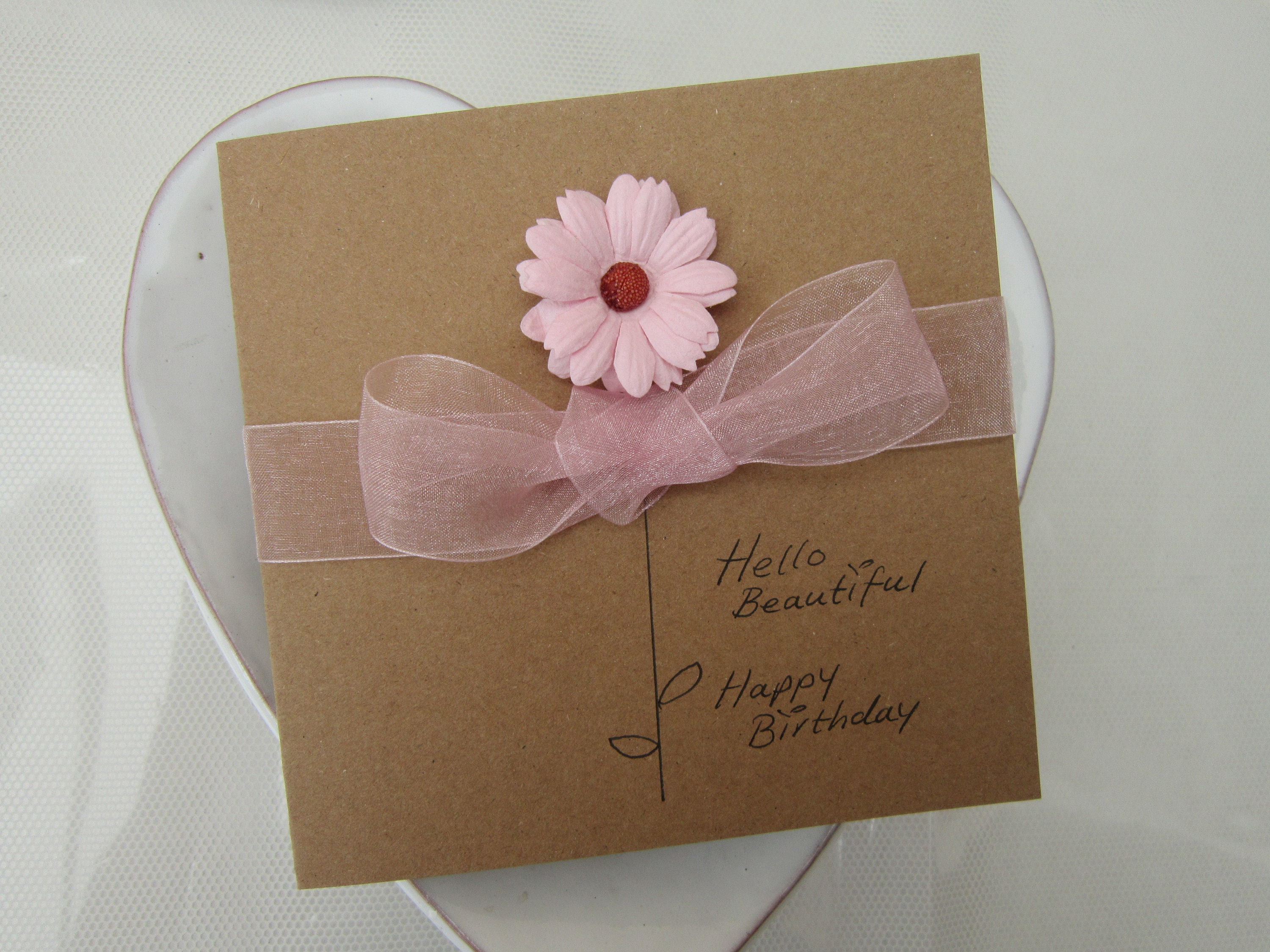 Hello Beautiful Birthday Card Handmade Card Flower Card - Etsy UK