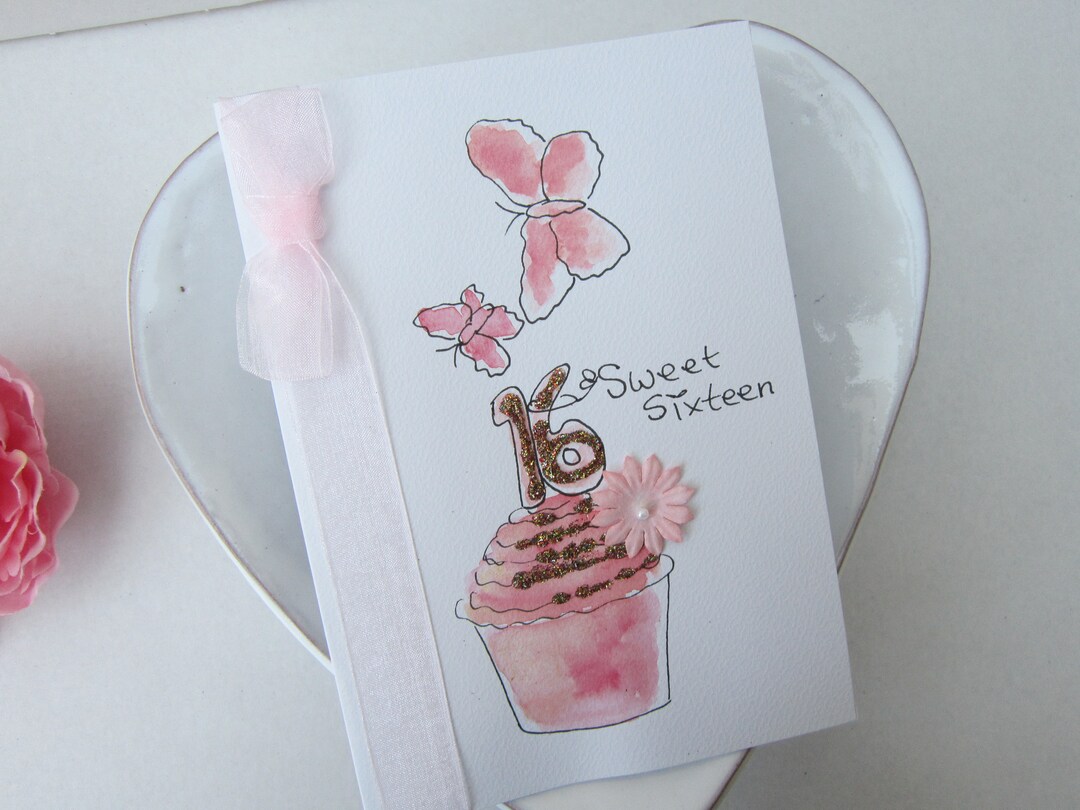 16th Birthday Card, Watercolour Card, Daughter 16th Birthday, 16th ...