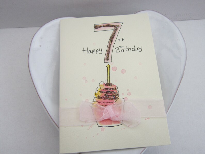 7th Birthday Card Watercolour Card Birthday Cards | Etsy