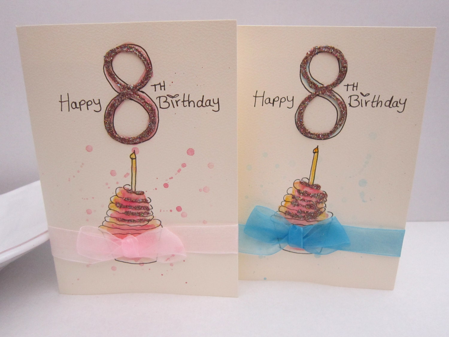 8th birthday card watercolour card birthday cards | Etsy