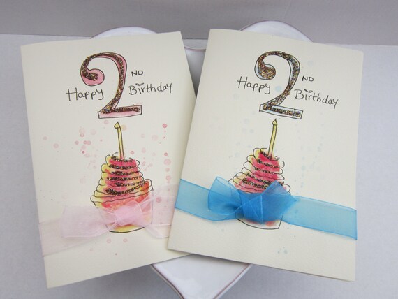 2nd Birthday watercolour card personalise 2nd Birthday | Etsy