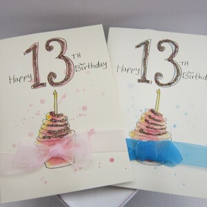 13th Birthday Card, Watercolour Card, Birthday Cards, Personalise ...