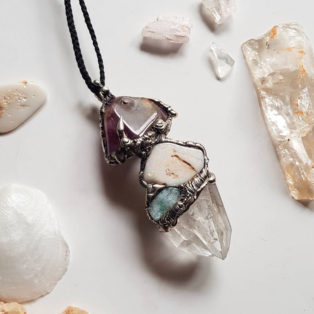Sacred Crystal Amulet, Talisman, Pendulum, Australian Stones of Chevron ...