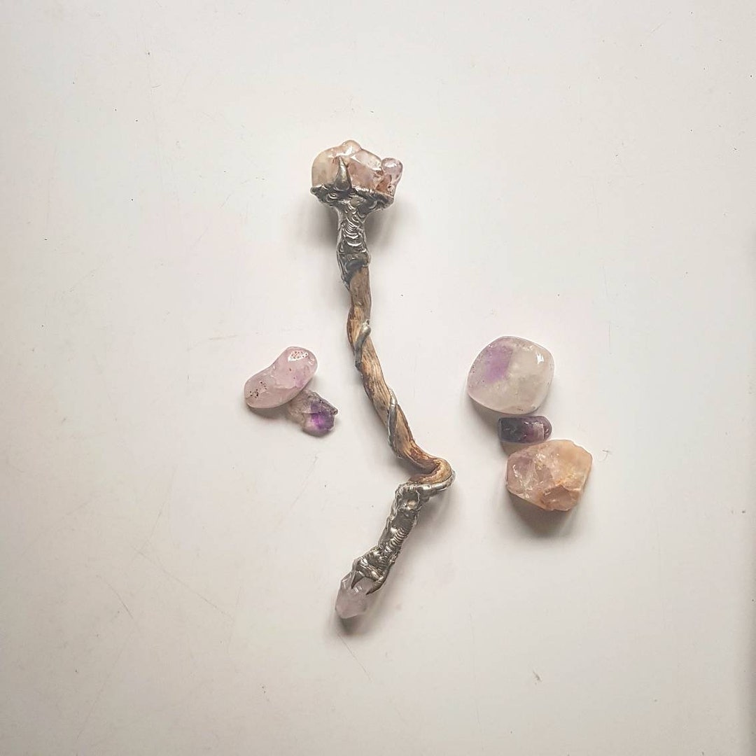 Wand, Earth Medicine, Amethyst, Australian Made, Timber, Spell, Invoke ...