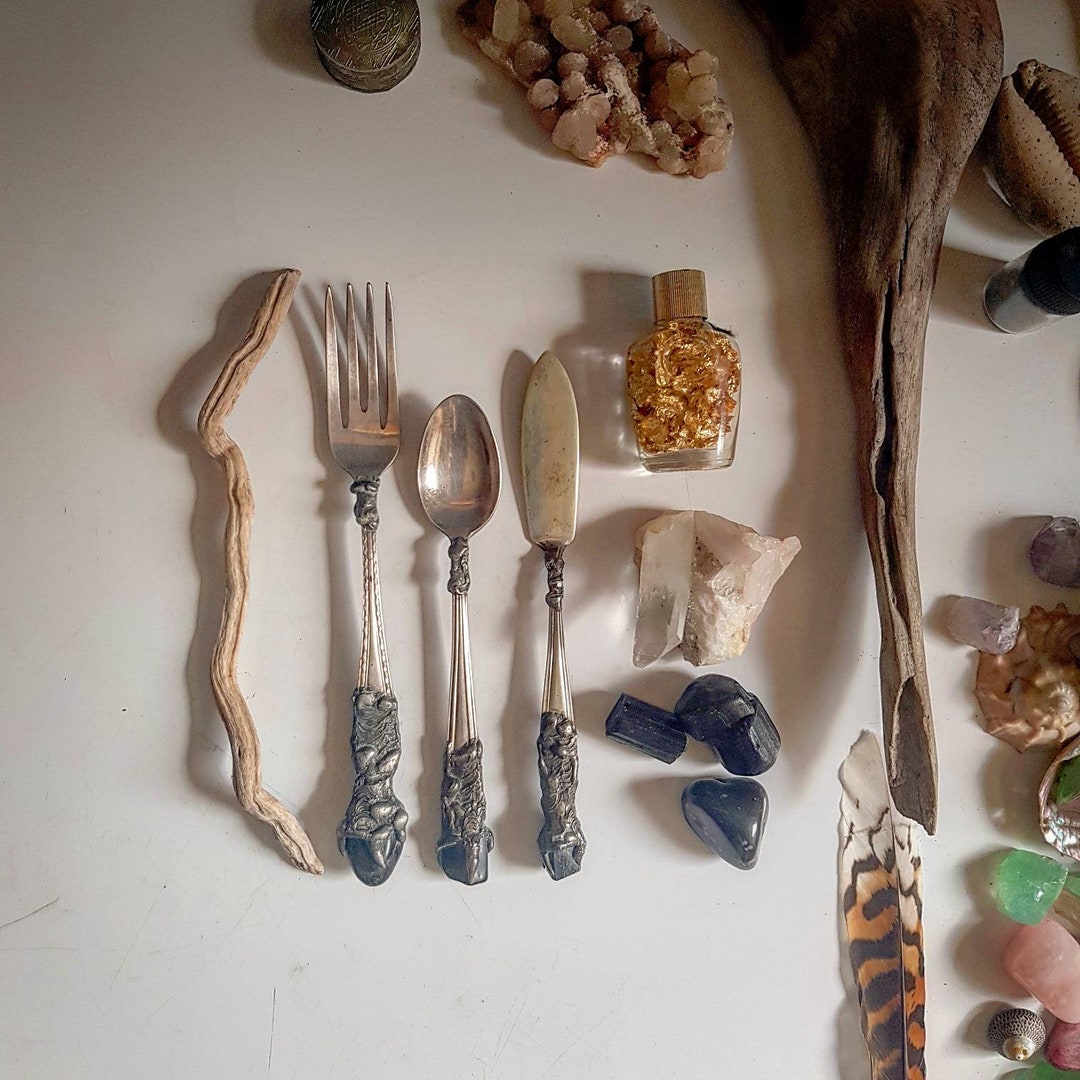Crystalised Silverware, Black Tourmaline, Gothic, Magical, Handmade ...