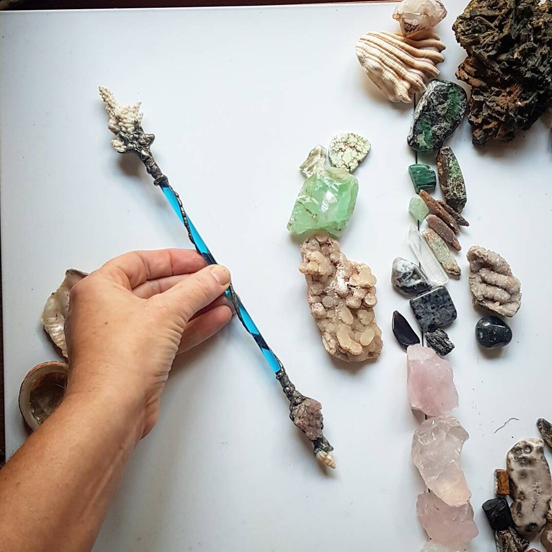 Crystal Wand, Australian Quartz, Shell, Mermaid, Selkie, Ocean Magic ...