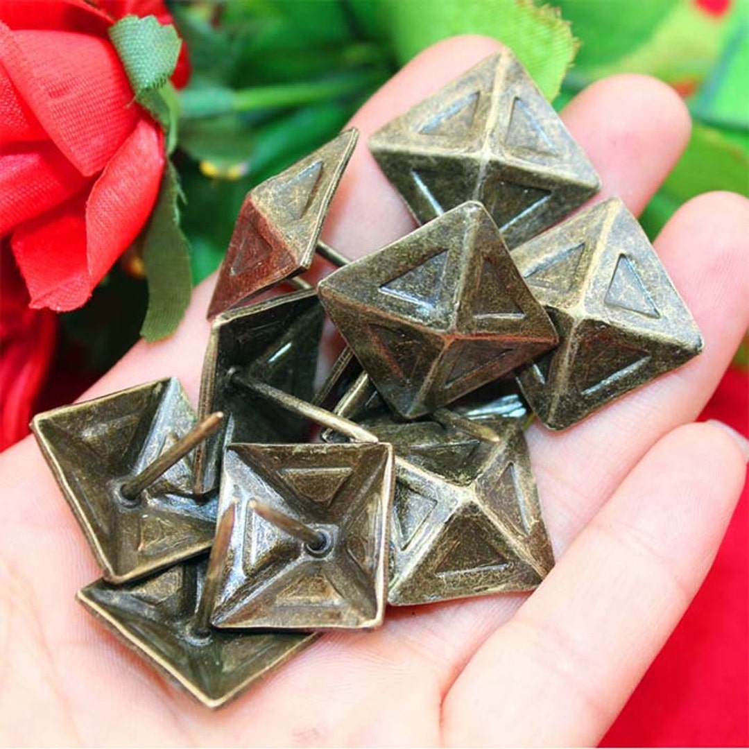 10 Square Tacks Vintage Four Sides Bronze Color Upholstery Iron Nail ...