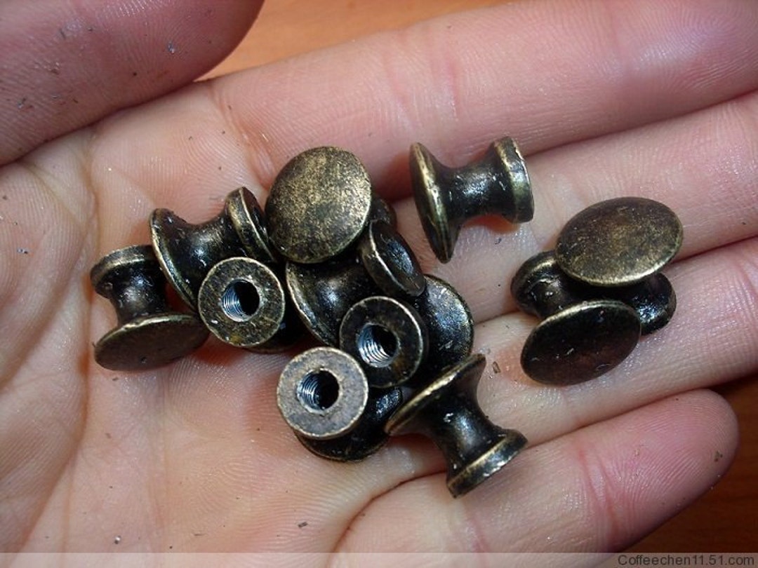 10 Button Mini Knobs Classic Vintage Metal Drawer Knob Bureau ...
