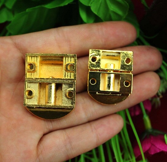 2 Golden Yellow Square Latches Vintage Lock Catch Cases for - Etsy