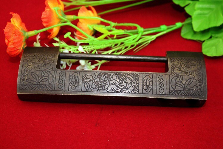 Brass Chinese Lock Aged Rosewood Jewelry Box Wedding Plug | Etsy