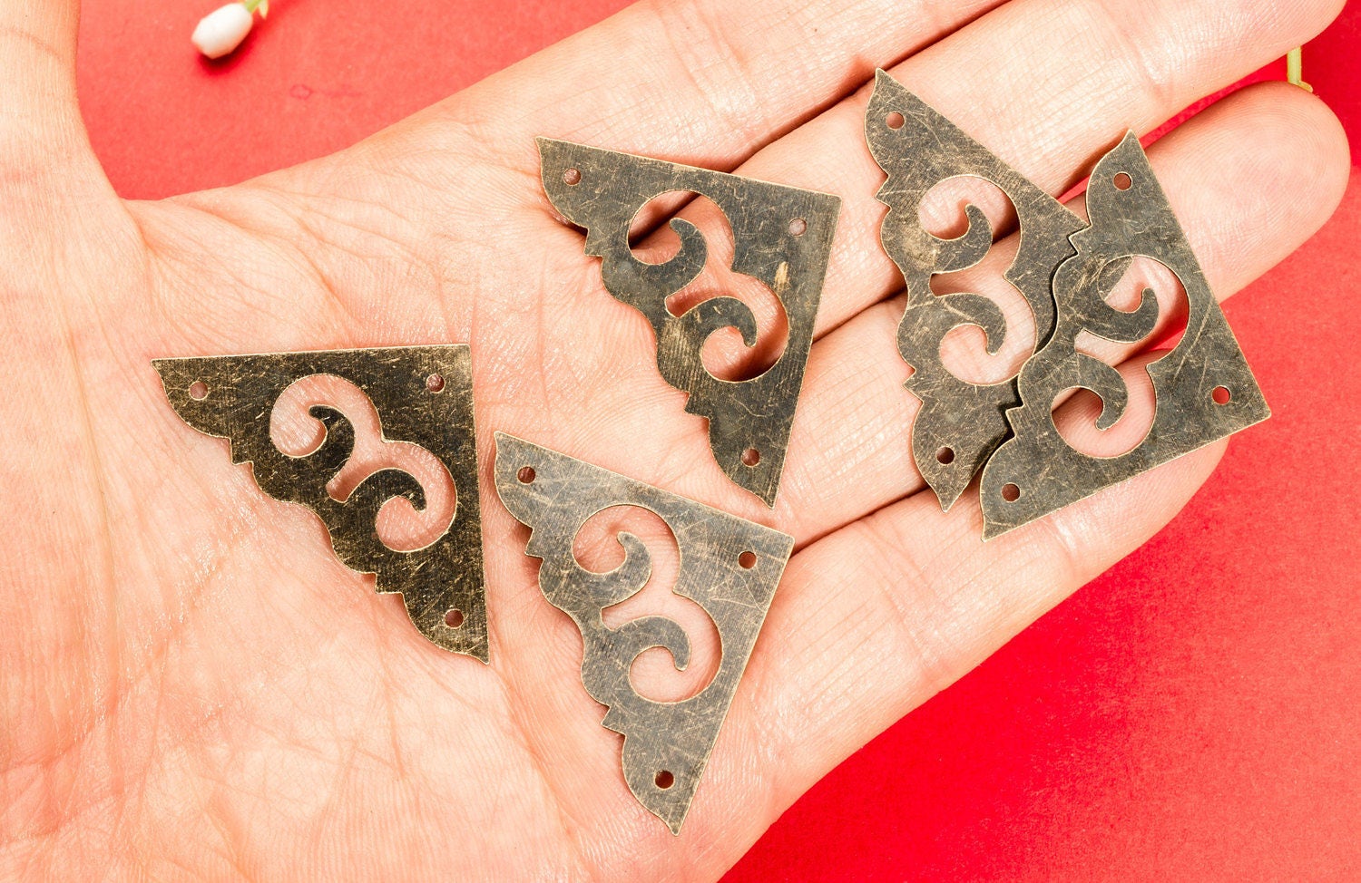 8 or 20 Bronze Iron Trims Triangle Protection Accent - Etsy