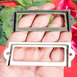5 or 20 Classical Frames Holder Bronze White Metal Tags, Drawer Tag ...