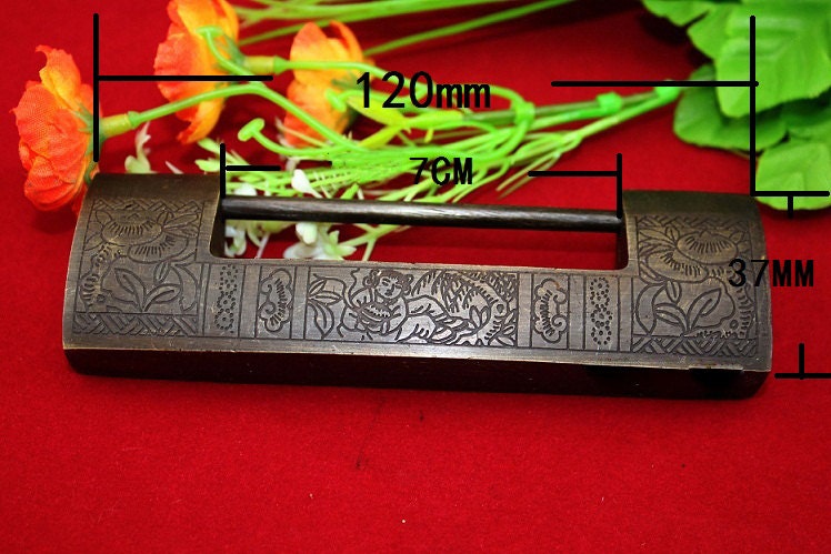 Brass Chinese Lock Aged Rosewood Jewelry Box Wedding Plug | Etsy