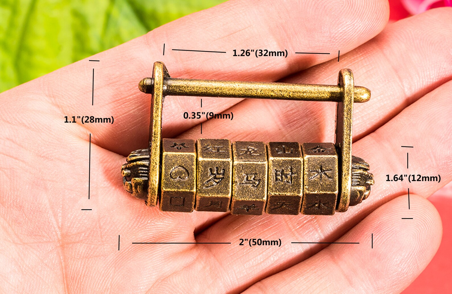 Chinese Letter Lock Vintage Alloy Plug Key Padlock Internal | Etsy