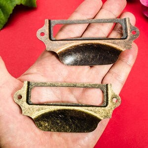 4 Tag Pulls Classic Metal Drawer Card Label Decor Frames CD - Etsy
