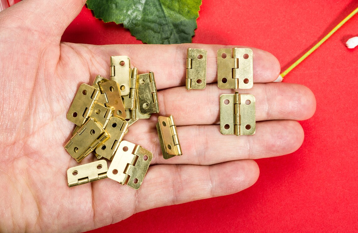 20 Yellow Hinges Round Edge Iron Small Hinges Wooden Cigar | Etsy