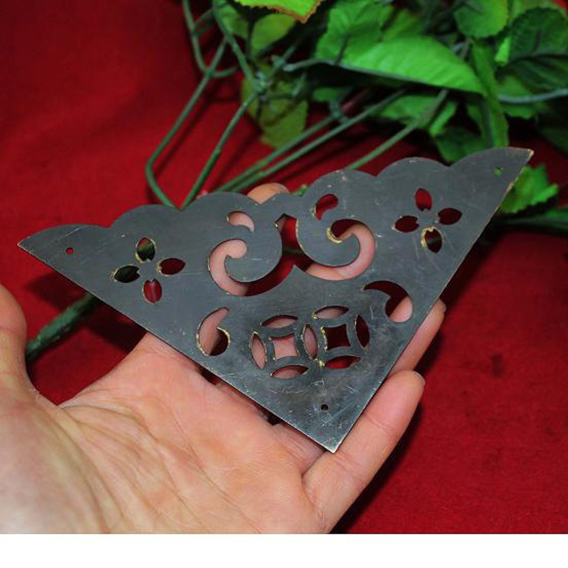 Pair of Triangle Brass Corners Furniture Bracket Large Trim | Etsy