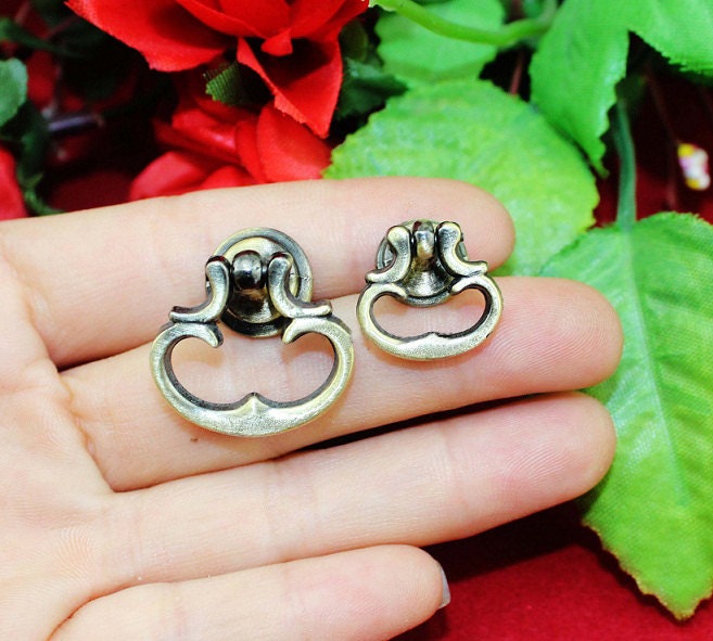 1 or 5 Ring-pull Mini Knobs Aged Bronze Metal Senior Single | Etsy