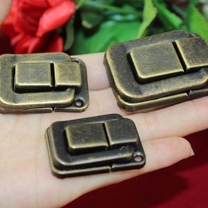 4 Suitcase Latches Classic Vintage Gift Box Bronze Hasp Metal Lock ...