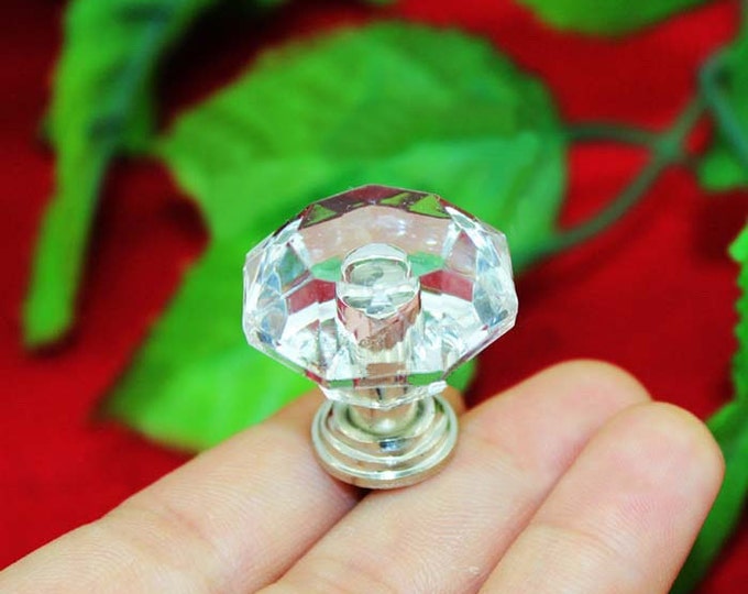 4 Diamond Knobs Acrylic Plastics Small Pull Bureau Decorative Knob ...